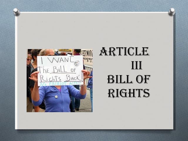 Summary Bill or RIGHTS Article 3 Section 1-22 | PDF
