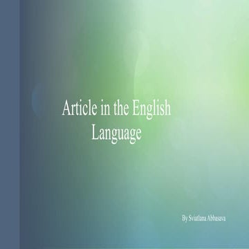 Article in the English Language | PPT