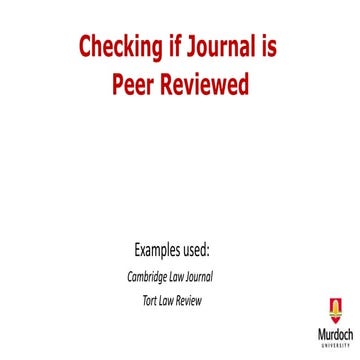 Peer Reviewed Journals Using UlrichsWeb | PPT