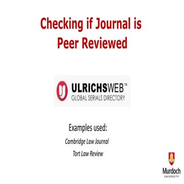 Peer Reviewed Journals Using UlrichsWeb | PPSX