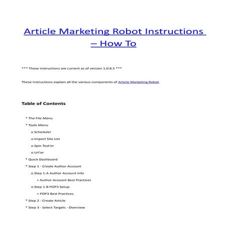 Article marketing robot_instructions_how_to | ODT