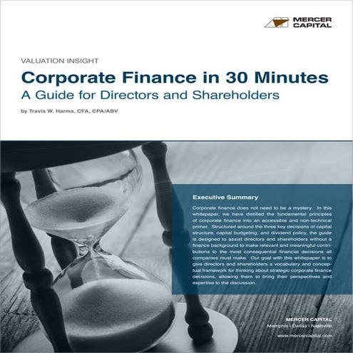 Mercer Capital | Valuation Insight | Corporate Finance in 30 Minutes | PDF