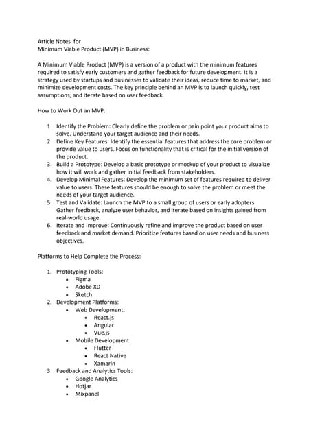 BUILDING A MINIMUM VIABLE PRODUCT ( MVP) | PDF