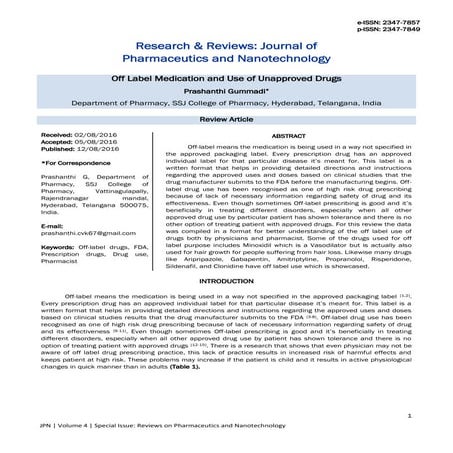 Article off label medication and use of unapproved drugs citation ...