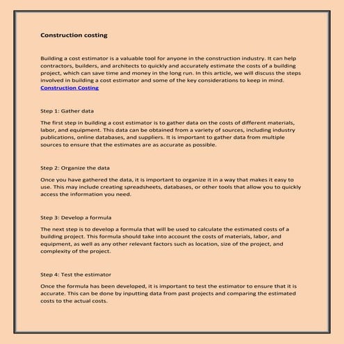 Construction costing | PDF | Construction Industry | Industries