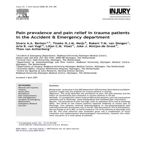 Improving early acute pain management in an academic tertiary centre ...