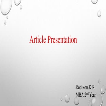 Article presentation | PPT