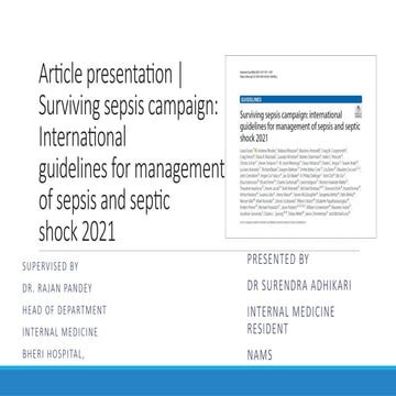 Article presentation on surviving sepsis campaign | PPTX