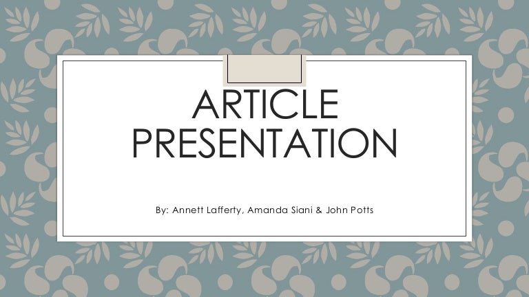 Article presentation 2