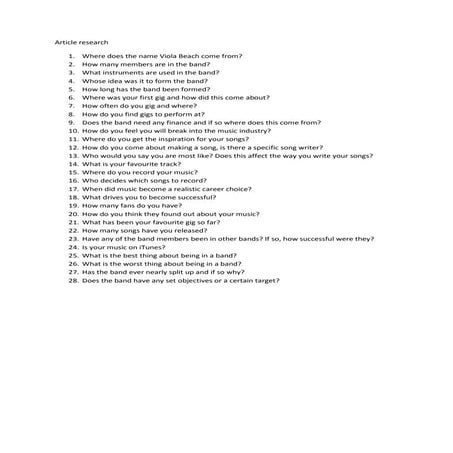 Article research | DOCX | Music | Entertainment