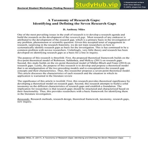 ARTICLE RESEARCH A Taxonomy Of Research Gaps Identifying And Defining ...