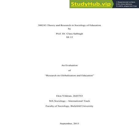 Article Review Of Quot Research On Globalization And Education Quot By ...