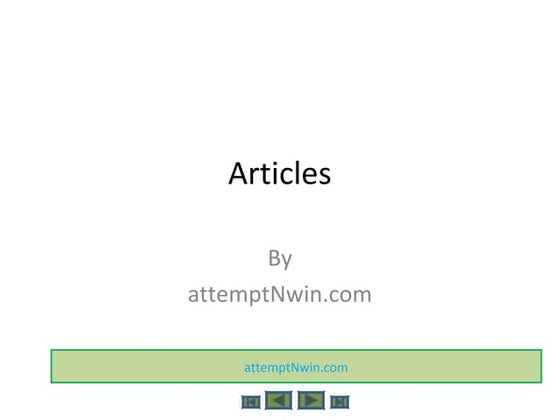 Articles and types of articles- English grammar | PPT
