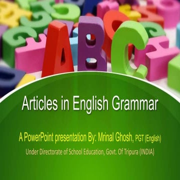 Articles in English Grammar | PPTX