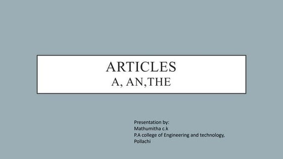 Articles a an the power point presentation | PPT