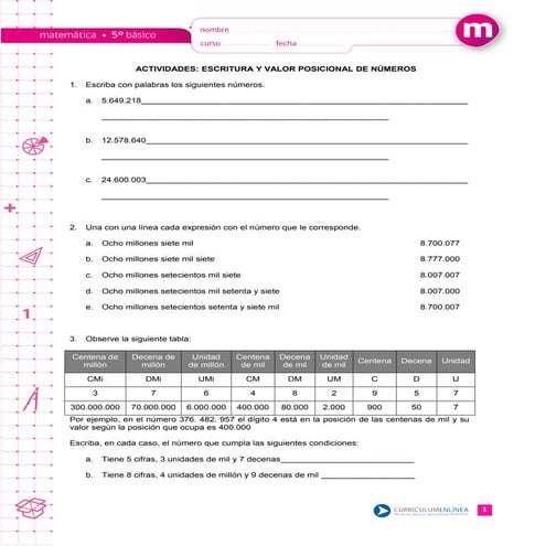 valor posicional de números con actividades y ejemplos | PPTX