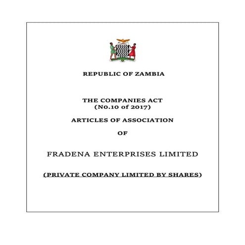 Format of AOA (Article of Association) as per New Companies Act 2013 | DOCX