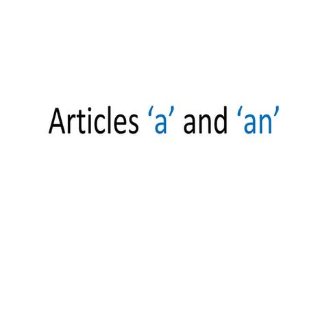 Articles ‘A’ An | PPT | Food & Drink