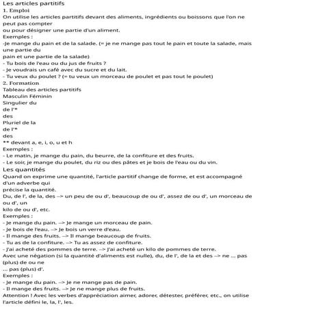 Les Partitifs | PPTX