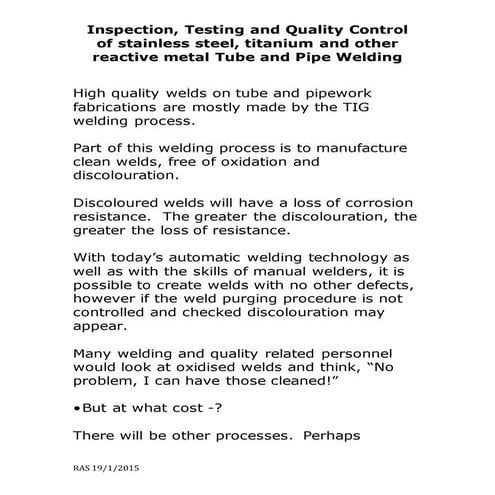 Weld Purging ~ Inspection, Testing and Quality Control of Stainless ...