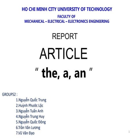 Article (The) - Usage and exercises HUTECH | PPT