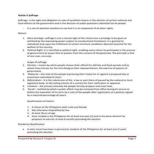 SUFFRAGE: ARTICLE 5 | PPT