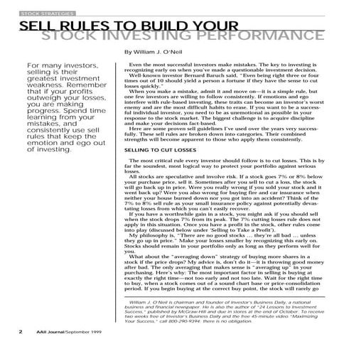 (Article) william j. o'neil sell rules to build your stock investing ...