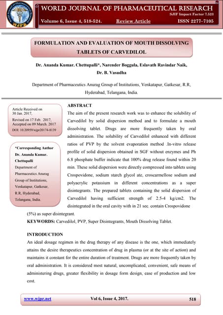 Formulation And Evaluation Of Fast Dissolving Tablets Pdf