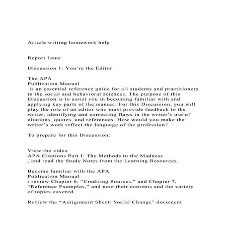 Article writing homework helpReport IssueDiscussion .docx