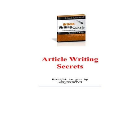 Article writing secrets, make money online free | PDF | Publishing ...