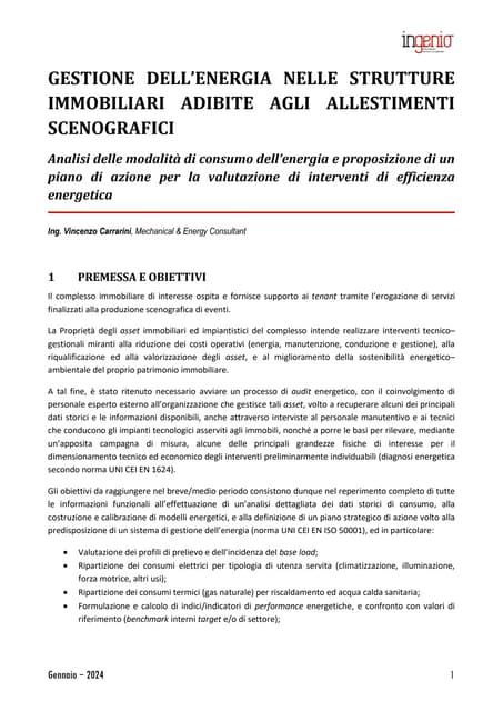 Gestione Energia nelle Strutture adibite agli Allestimenti Scenografici ... Gestione Energia nelle Strutture adibite agli Allestimenti Scenografici ...