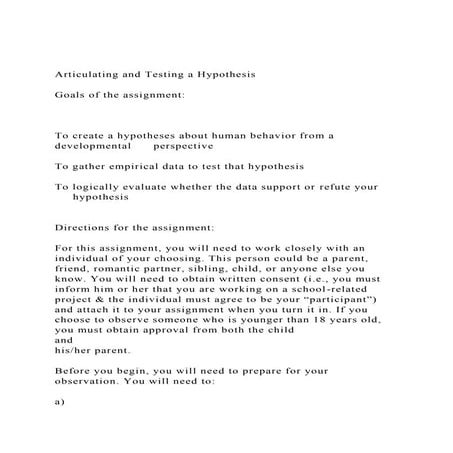 Articulating and Testing a HypothesisGoals of the assignment.docx