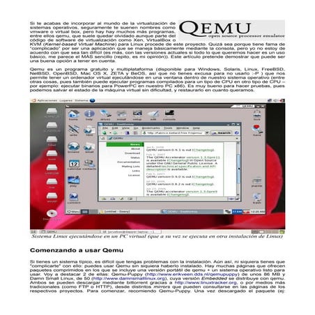 Principales características de QEMU | PDF