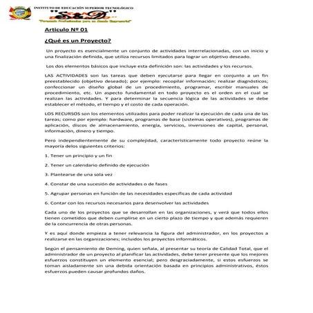 Articulo 1 gestion de proyectos | PDF | Technology & Computing