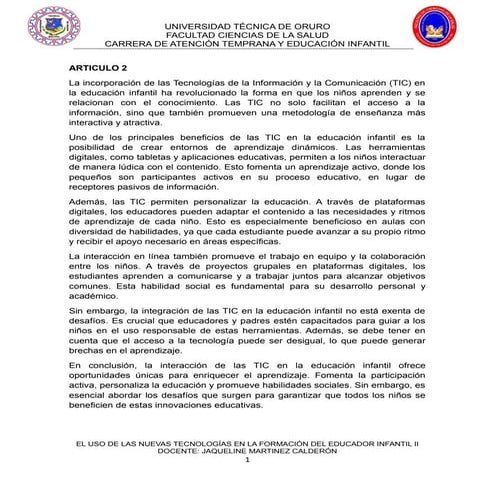ARTICULO 2.docx INTEGRACION DE LAS TIC EN EI | DOCX