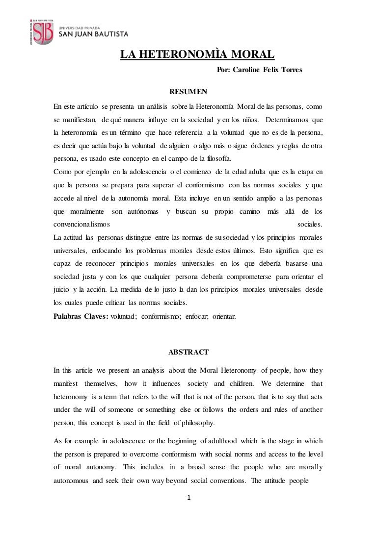 La Heteronomía Moral