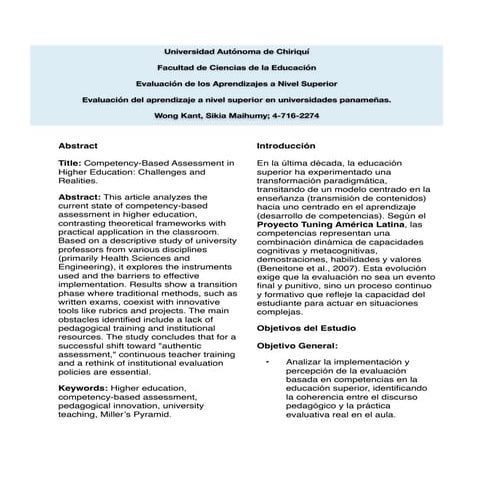Competency-Based Assessment in Higher Education: Challenges and ...