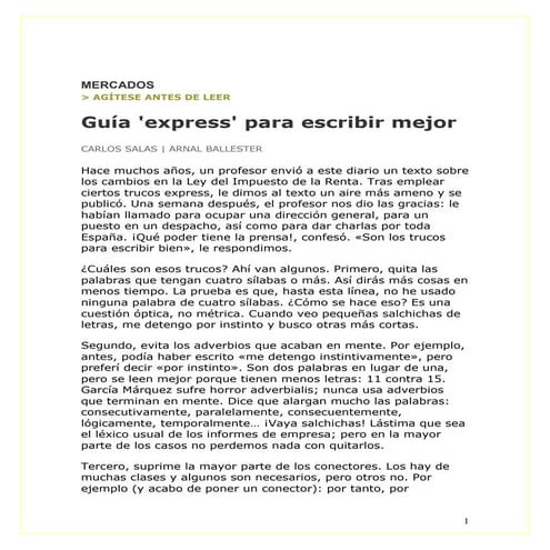 Consejos para escribir mejor | DOC