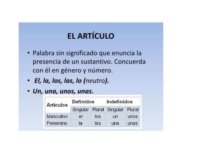 Articulo y pronombre