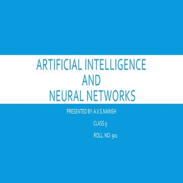 Artificial Intelligence and Neural Networks | PPT