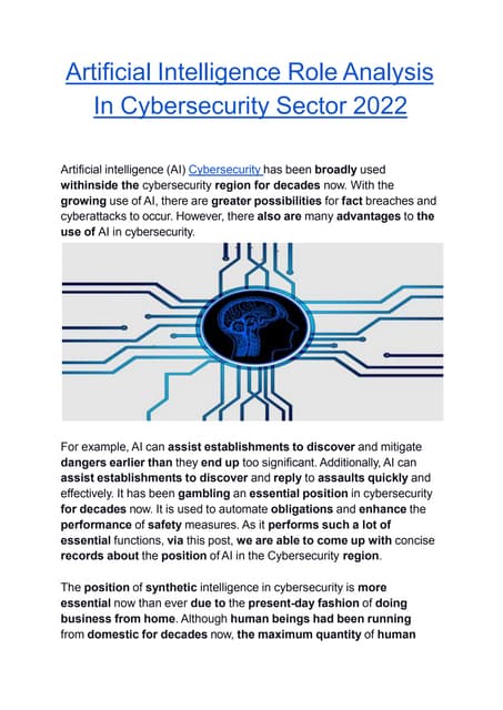 Overview of Artificial Intelligence in Cybersecurity | PPT