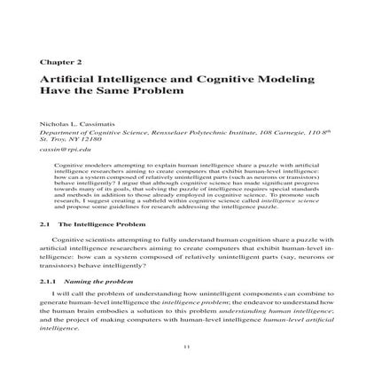 Artificial intelligence and cognitive modeling have the same problem chapter2 | PDF
