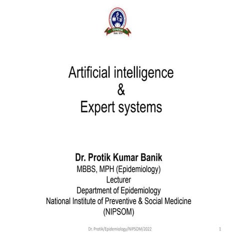 Artificial intelligence and Expert systems by dr. protik.pptx ...