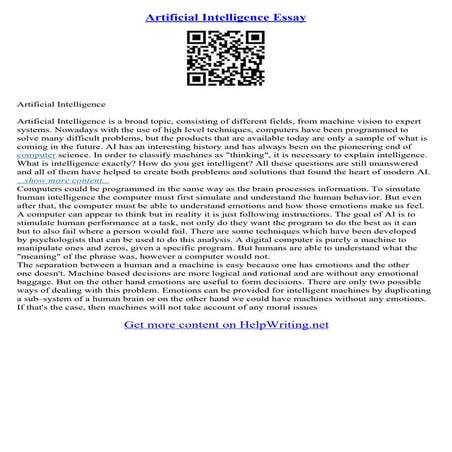 Artificial Intelligence Essay | PDF