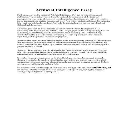 Artificial Intelligence Essay | PDF