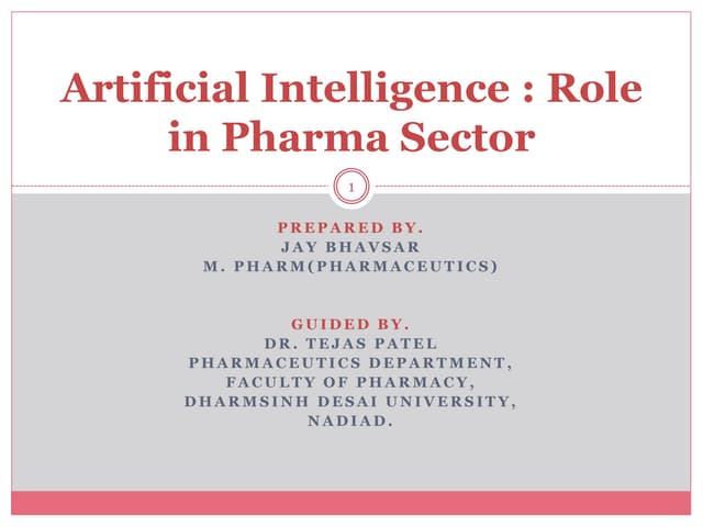 Artificial intelligence in drug discovery and development | PPTX
