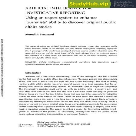 Artificial Intelligence For Investigative Reporting | PDF