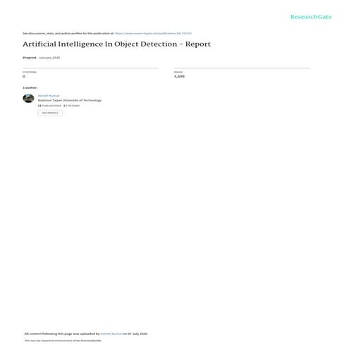 Artificialintelligenceinobjectdetection Reportpdf