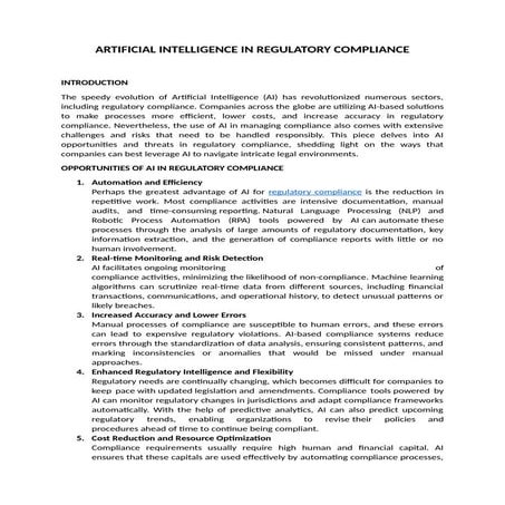 Artificial Intelligence In Regulatory Compliance.docx