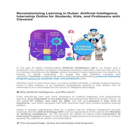 Artificial Intelligence Internship Online for Students, Kids, and ...